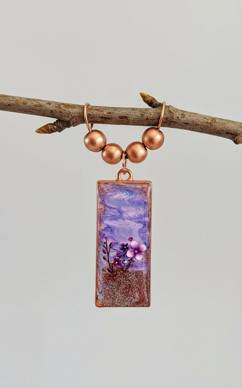Handcrafted Resin pendant Necklace with black cord and gold beads Acce ...